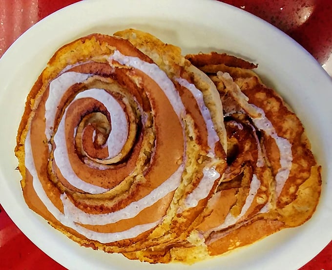 The cinnamon roll pancake: where breakfast and dessert have a beautiful romance that nobody should try to break up.