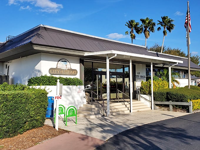 Stuart's City Hall welcomes visitors with Florida-friendly architecture and tropical landscaping—government buildings should always be this inviting!