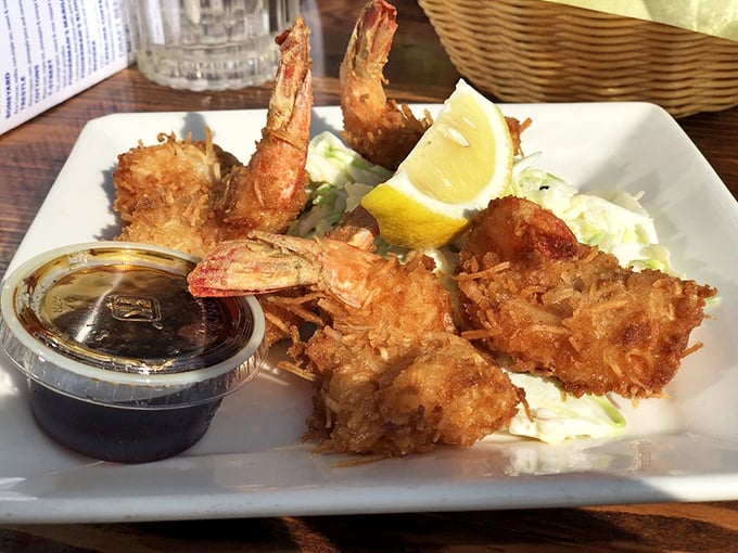 Coconut shrimp that crunch like walking on fresh snow, with a dusting of parmesan that makes everything in life better.