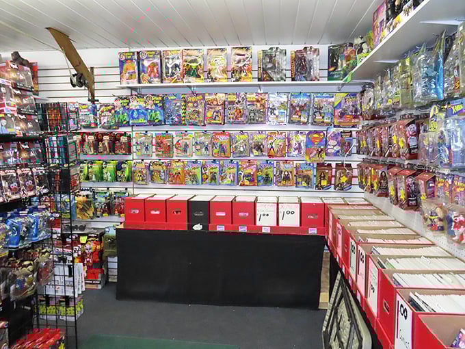 Comic book collectors, rejoice! This meticulously organized booth is where childhood heroes wait patiently in plastic sleeves for their next adventure.