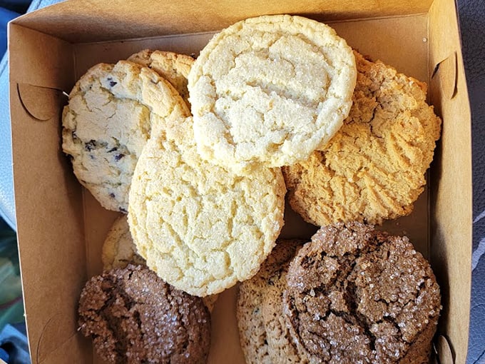 Cookie box heaven! From classic chocolate chip to sugar cookies with the perfect crackle top—proof that happiness can indeed be purchased by the half-dozen. 