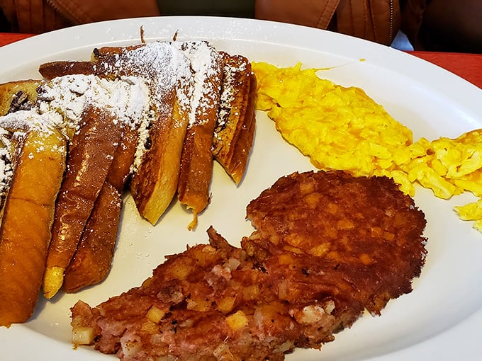 This French toast and hash combo isn't just breakfast—it's what breakfast dreams about becoming when it grows up.