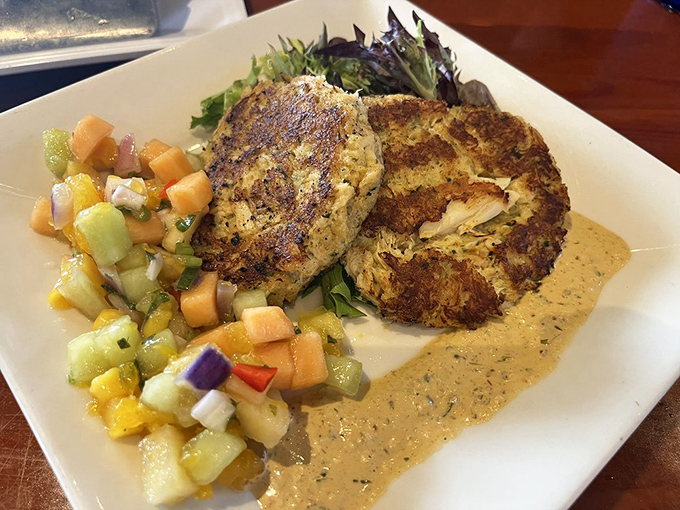 Crab cakes that actually taste like crab – a revolutionary concept that Schooners has mastered with a side of tropical fruit salsa.
