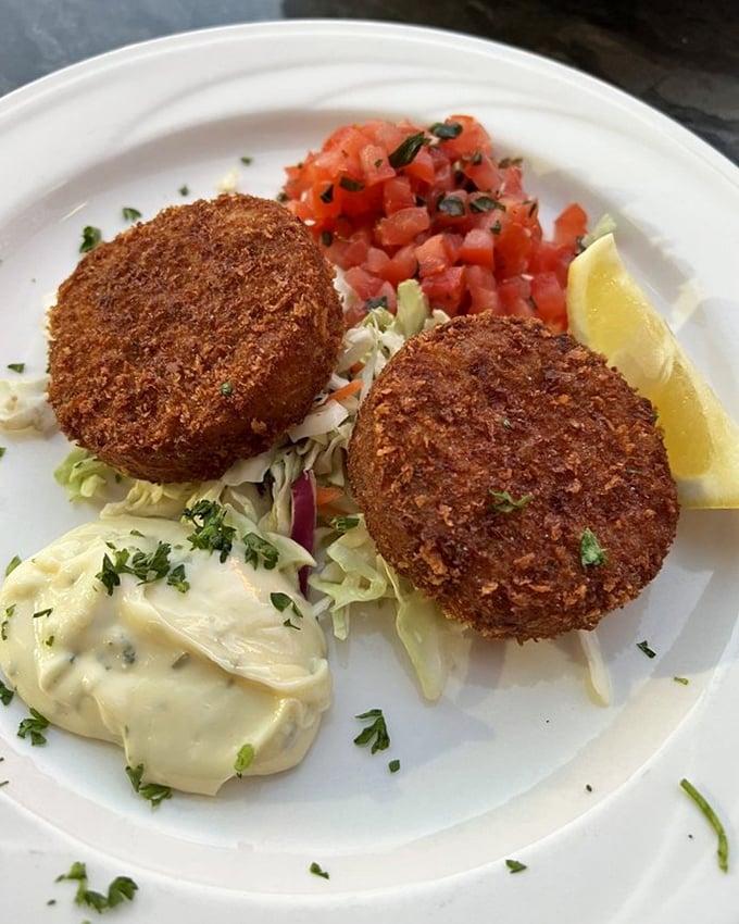 Golden-crusted crab cakes that strike the perfect balance – minimal filler, maximum flavor, and a reminder of why we fell in love with seafood in the first place.