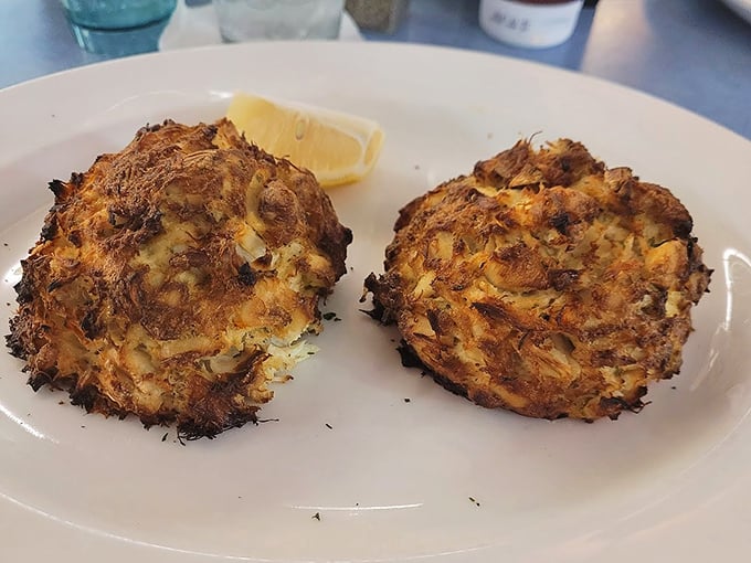 Maryland's signature dish gets the Broadway treatment—these golden crab cakes are more crab than cake, as nature and Old Bay intended.