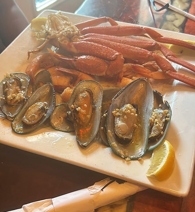 Snow crab legs that require both hands and zero shame – the way seafood was meant to be enjoyed.