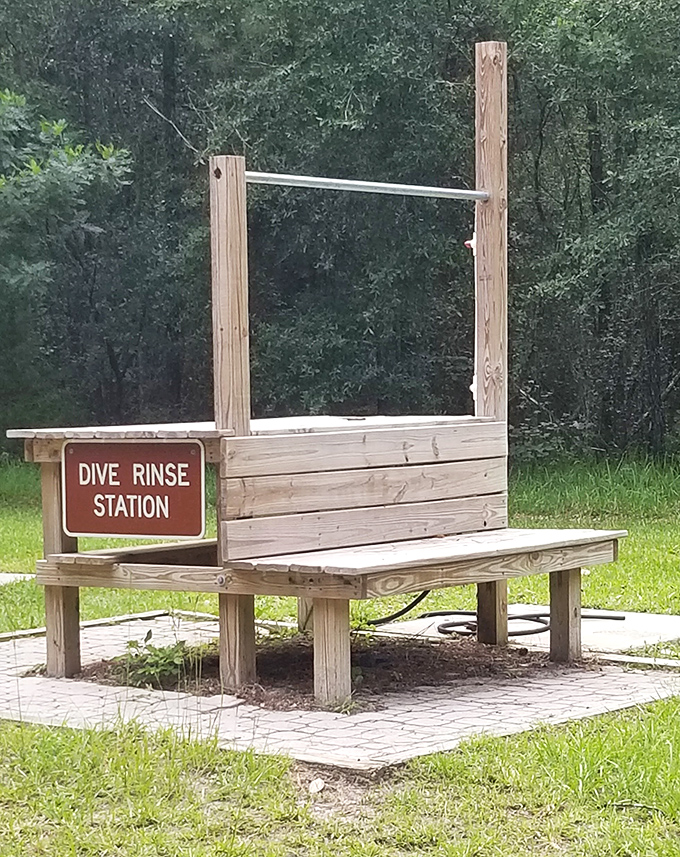The dive rinse station – where underwater adventurers shed their salty personas before rejoining the terrestrial world. Simple, functional, essential.