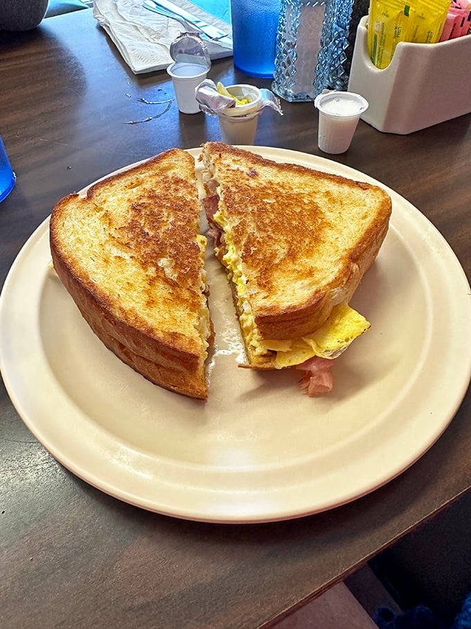 The humble egg sandwich—proof that sometimes the simplest combinations create the most satisfying symphonies for your taste buds.