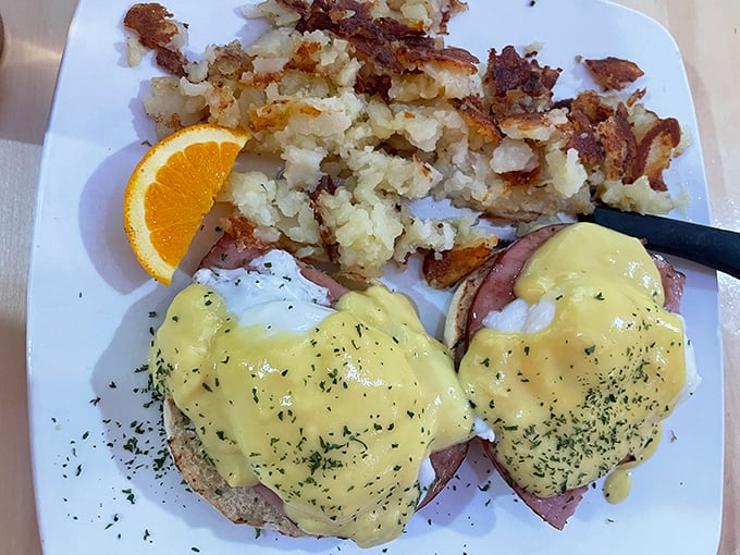 Eggs Benedict that would make the Pope jealous—hollandaise cascading down Canadian bacon mountains with the grace of Niagara Falls.