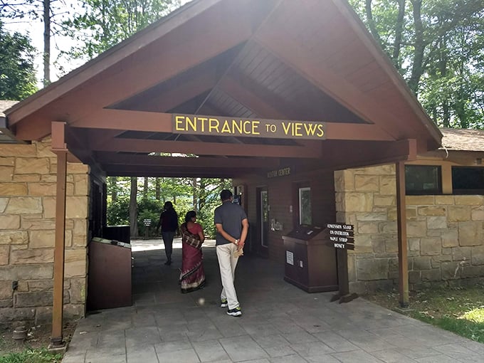 Entrance to Views might be the most honest sign in America. No false advertising here—just pure, jaw-dropping scenery waiting beyond.