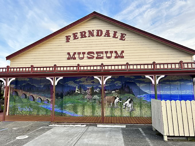 The Ferndale Museum's colorful mural tells the town's dairy farming story – because even history looks better with a side of artistic flair.