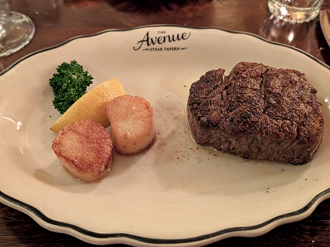 This filet mignon doesn't need a Broadway show—it's the star attraction all by itself, with scallops in a supporting role.