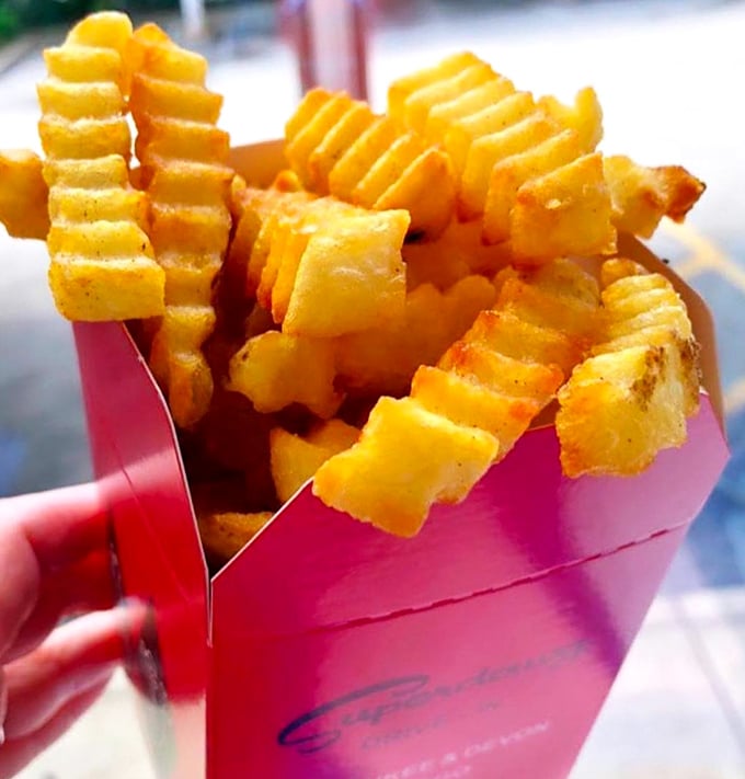 Crinkle-cut fries that actually taste like potatoes—what a concept! These golden beauties have the perfect crisp-to-fluffy ratio that fast food chains can only dream about. 