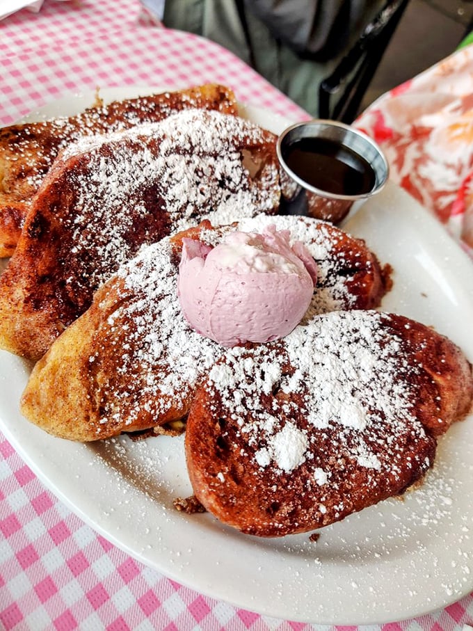 French toast that makes you question every other breakfast you've ever had. That scoop of ice cream isn't just a topping—it's a life philosophy.