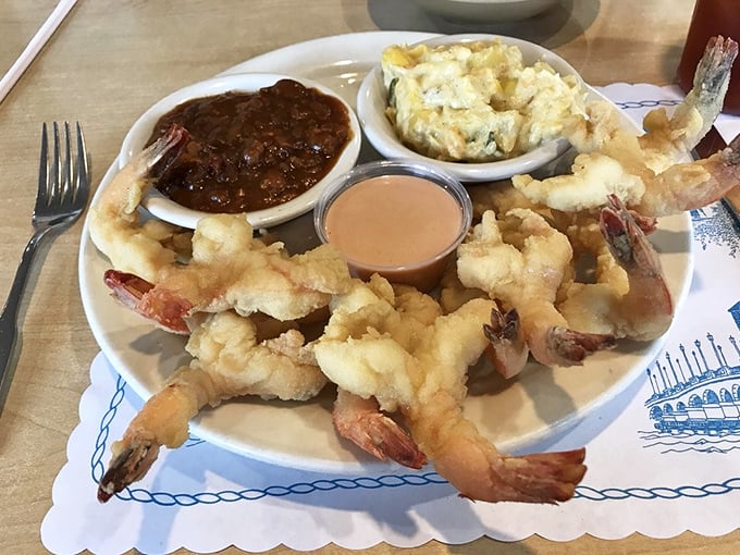 Fried flounder so perfectly golden it deserves its own trophy — the seafood equivalent of finding a parking spot right in front of your destination.