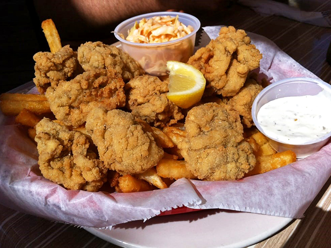 "Golden-fried oysters and crispy fries – the kind of comfort food that makes you want to high-five the chef and order seconds."