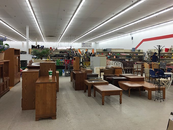 Furniture forest: navigate through solid wood treasures and comfy seating options that cost less than dinner at a fancy restaurant.