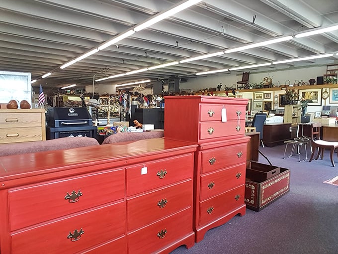 These flame-red dressers aren't just furniture—they're conversation pieces waiting to transform someone's bedroom from bland to grand.