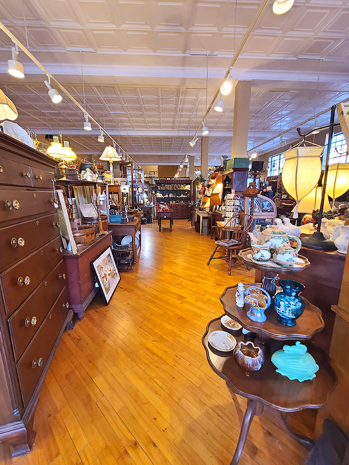 Mid-century modern meets Pennsylvania practicality in this lamp wonderland. One person's outdated fixture is another's "authentic vintage statement piece."