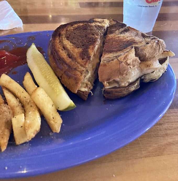 The Grouper Reuben: where Swiss cheese meets the Gulf in a delicious cultural exchange program.