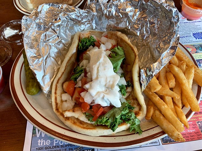 The gyro—where Mediterranean tradition meets Pocono hospitality. That tzatziki sauce could solve international conflicts.