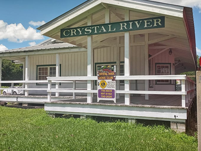 The historic train depot stands as a charming reminder that Crystal River was a destination long before GPS could tell you how to get here.