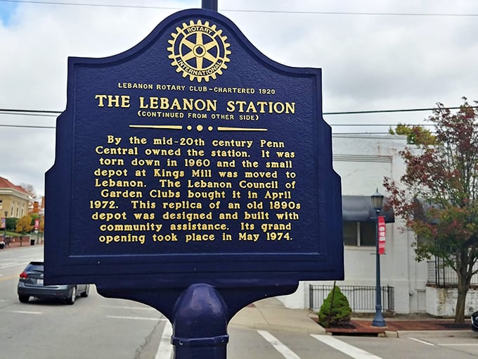 This historical marker reveals the Lebanon Station's fascinating journey through time – a community treasure rebuilt with local passion and determination.