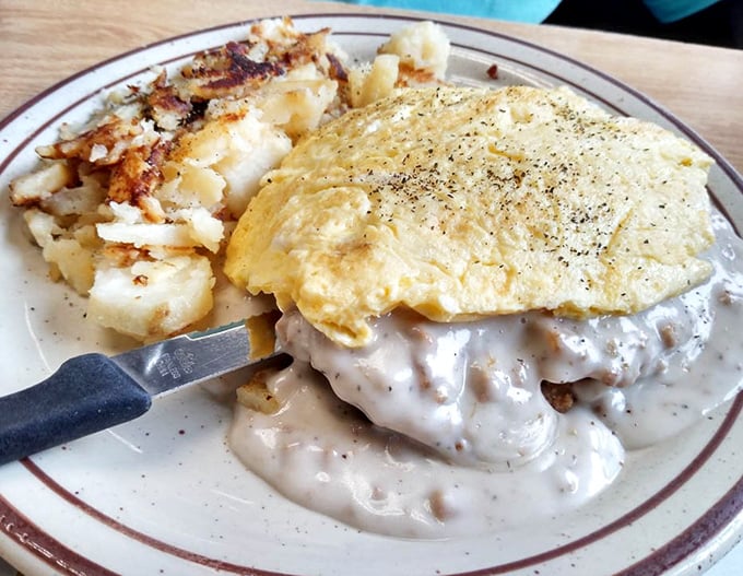Country fried steak smothered in gravy – this is what Sunday mornings were invented for.