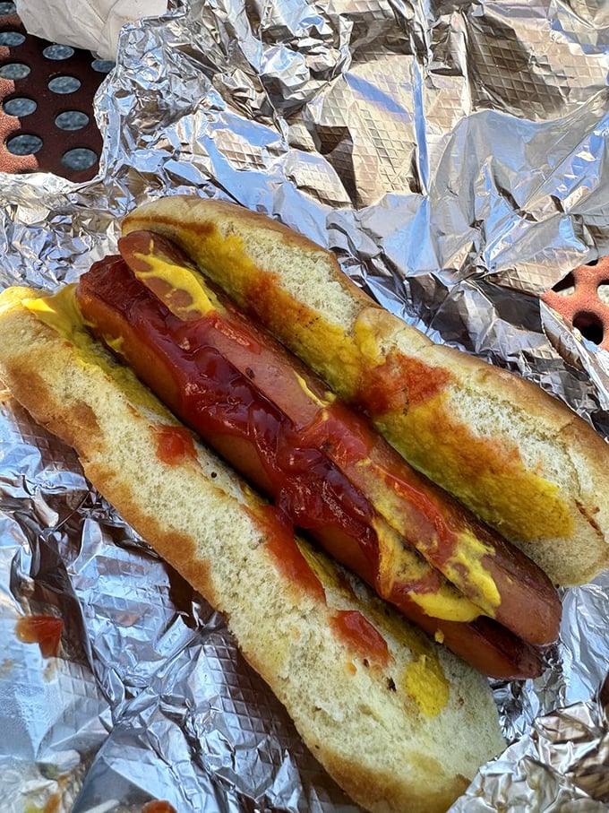 Even the hot dogs get the Sunshine treatment—grilled to snap-worthy perfection and nestled in a toasted bun with classic toppings.