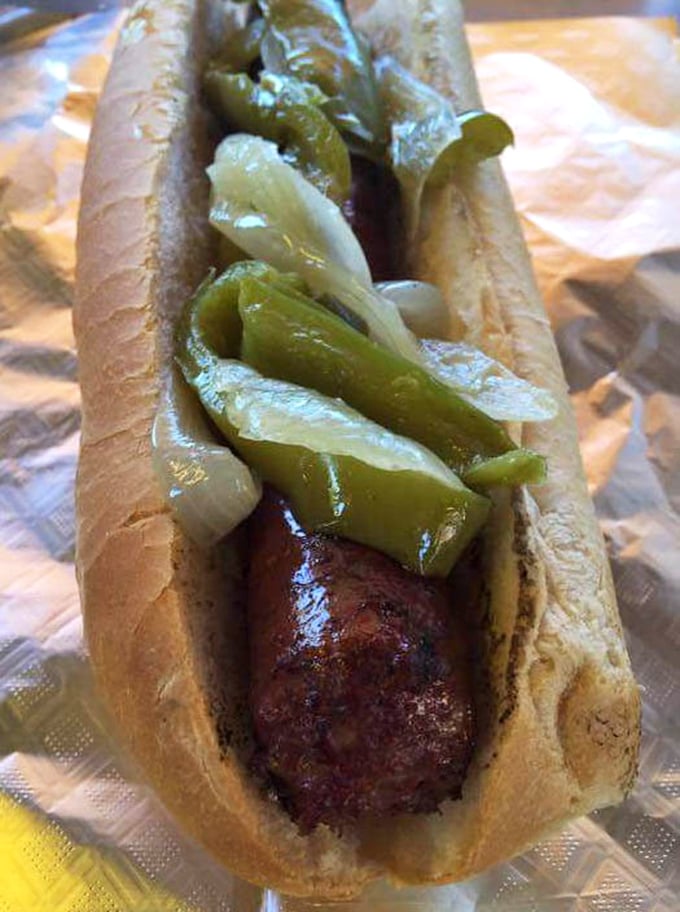 Even the humble hot dog gets the barbecue treatment here. Those grilled peppers and onions aren't just toppings—they're a flavor entourage.