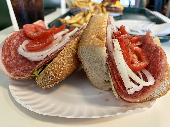 The Italian hoagie—a architectural marvel of cured meats, provolone, and veggies that makes you wonder why you'd ever eat anything else for lunch.
