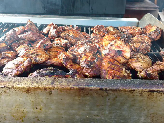 Chicken transformed by fire and spice into something transcendent. The grill marks aren't just decoration—they're flavor tattoos etched by flame.
