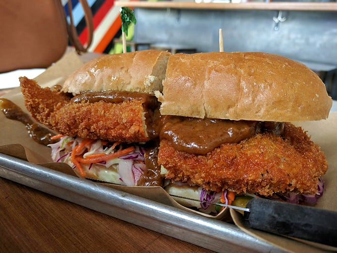 The Katsu Sando – where crispy panko-crusted goodness meets pillowy bread in a sandwich that would make Tokyo proud.