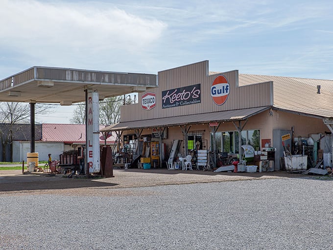 Keeto's isn't just a gas station; it's a time capsule of collectibles where one person's "antique" is another's "Hey, I had that growing up!"