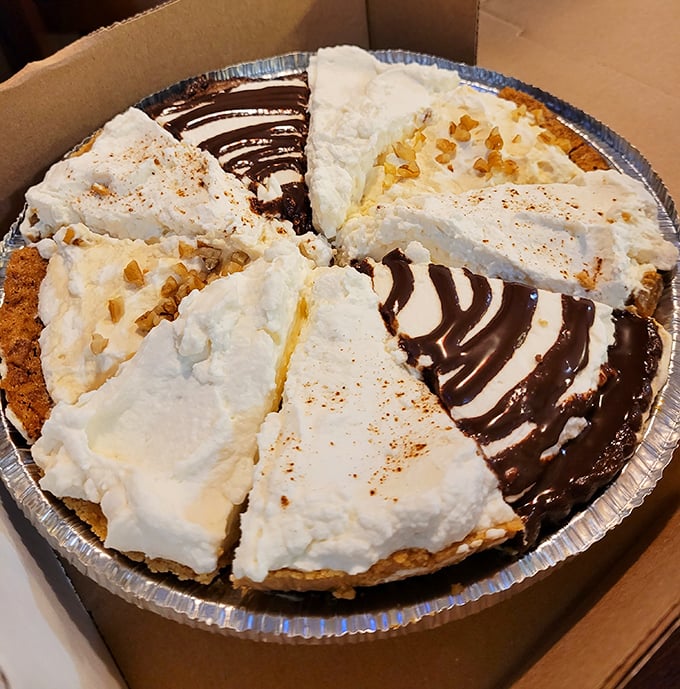 Half chocolate, half whipped cream—this pie doesn't believe in moderation, and after your barbecue feast, why should you?