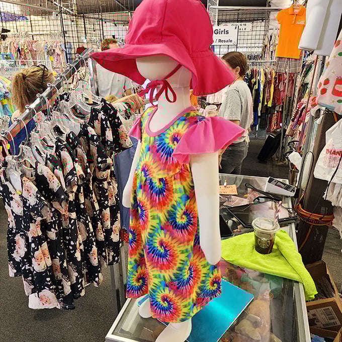 Tiny fashion statements with big personality – where else can you find a sun hat and tie-dye dress combo that screams "coolest kid at the playground"?