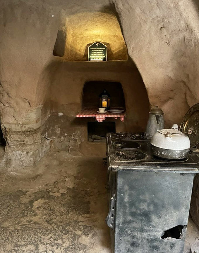 The original underground kitchen—where meals were prepared away from Fresno's scorching heat. Cooking without AC never looked so good!