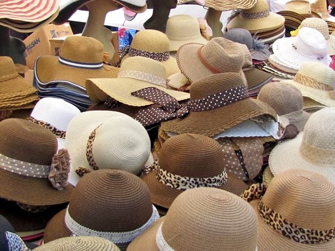 Hat paradise awaits the sun-smart shopper. Like a casting call for extras in a beach movie, these straw beauties stand ready for their close-up.