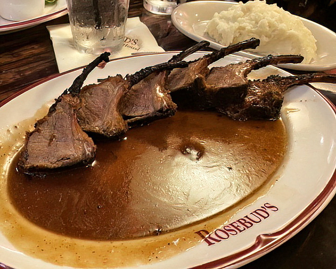 Lamb chops bathed in savory jus – the kind of dish that makes you close your eyes with each bite.