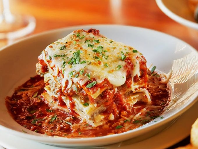 Layers upon glorious layers of pasta, sauce, and cheese – this lasagna isn't just a meal, it's an architectural achievement.
