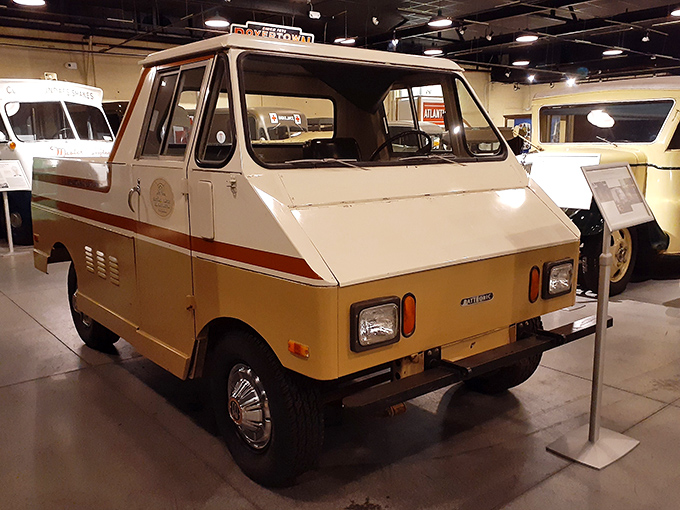 This quirky delivery vehicle looks like what would happen if a bread box and a school bus had a baby—practical, adorable, and uniquely Pennsylvania.