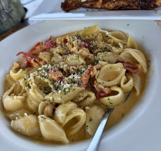 Lobster Mac & Cheese: where comfort food puts on its fancy pants and still manages to give you a warm, cheesy hug.