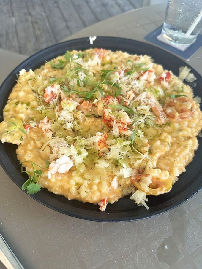Lobster risotto that's creamier than your favorite rom-com ending. Those chunks of seafood aren't playing supporting roles—they're the headliners.