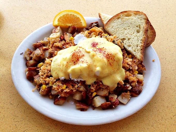 Louisiana Crab Hash that's so good even New Orleans might get jealous. That hollandaise blanket isn't just sauce—it's liquid sunshine.