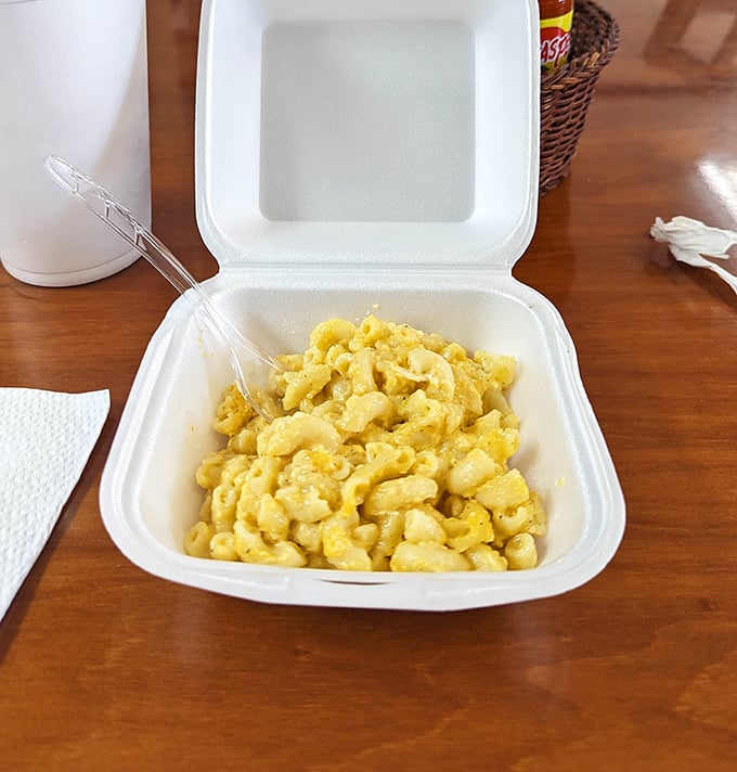 Mac and cheese that achieves the impossible balance – creamy enough to comfort, structured enough to respect itself.