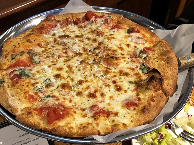 The Margherita pizza proves simplicity is the ultimate sophistication – fresh basil, melted mozzarella, and tomato sauce in perfect harmony.