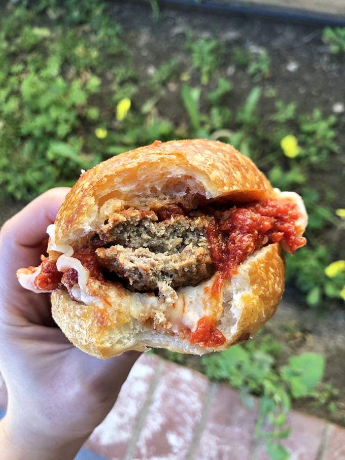 The meatball sandwich—where a humble sphere of seasoned meat becomes the star of a handheld opera of flavor and texture.