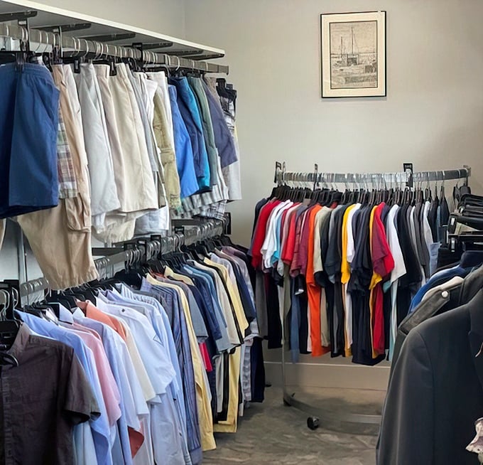 The men's department rivals many retail stores with its organization and selection – shopping nirvana for guys who typically treat malls like dental appointments.
