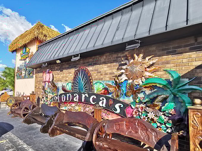 Monarca's colorful exterior promises authentic Mexican flavors with a side of Florida sunshine—proof that good taste doesn't require deep pockets.