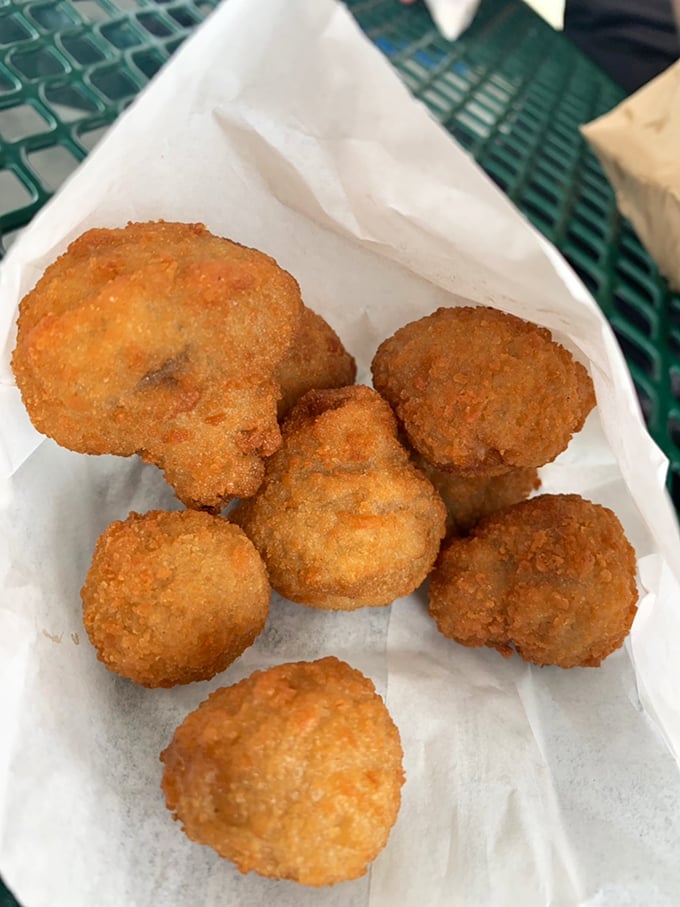 Golden-fried mushrooms that crunch like nature's little flavor bombs—proof that vegetables can be just as indulgent as any dessert.